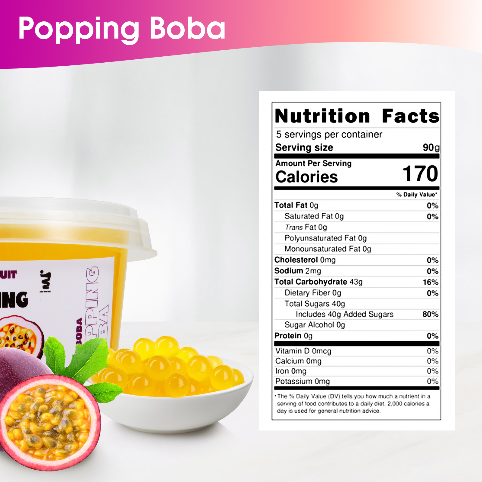 Passion Fruit Popping Boba - Jiffy Boba Collagen Boba