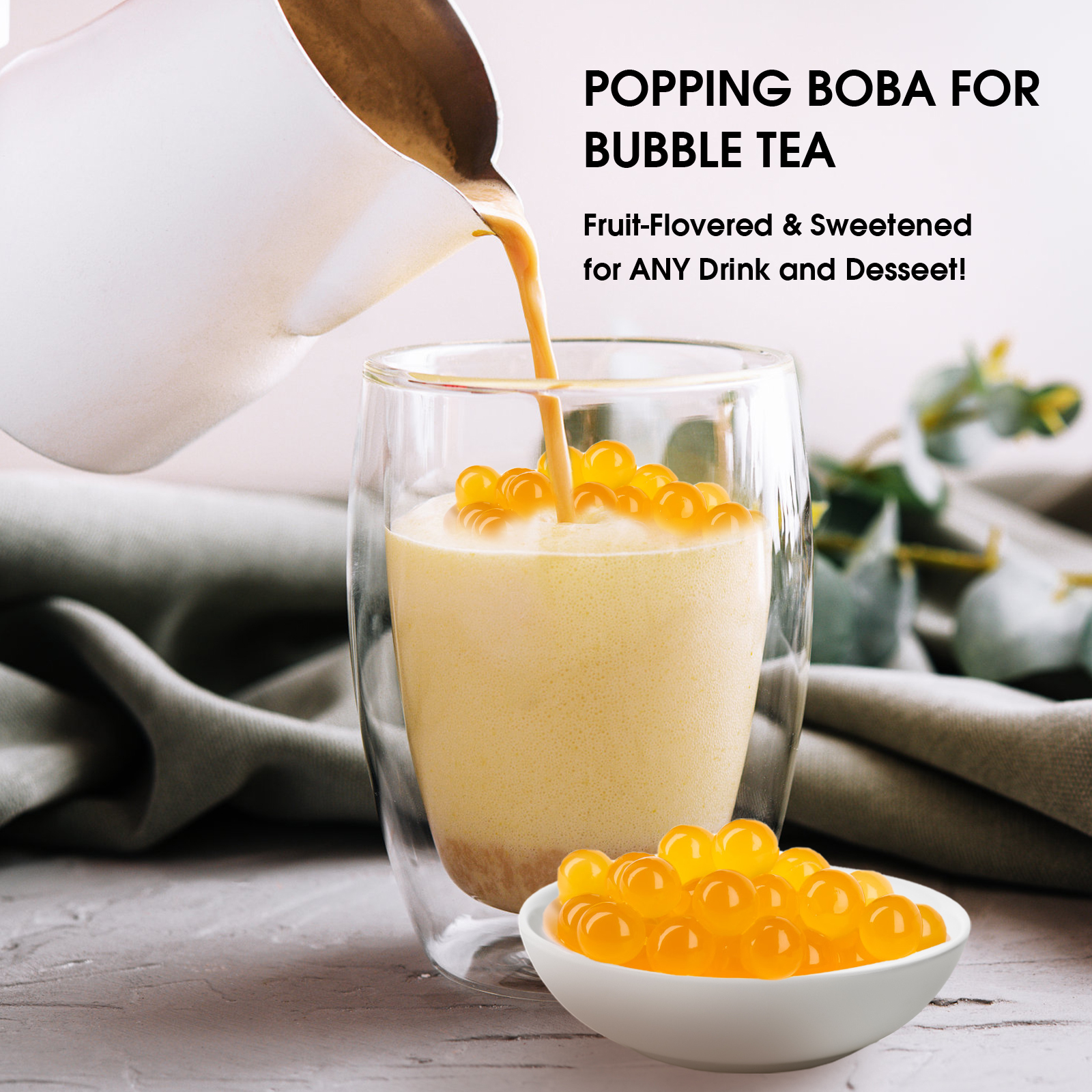 Mango Popping Boba - Jiffy Boba Collagen Boba
