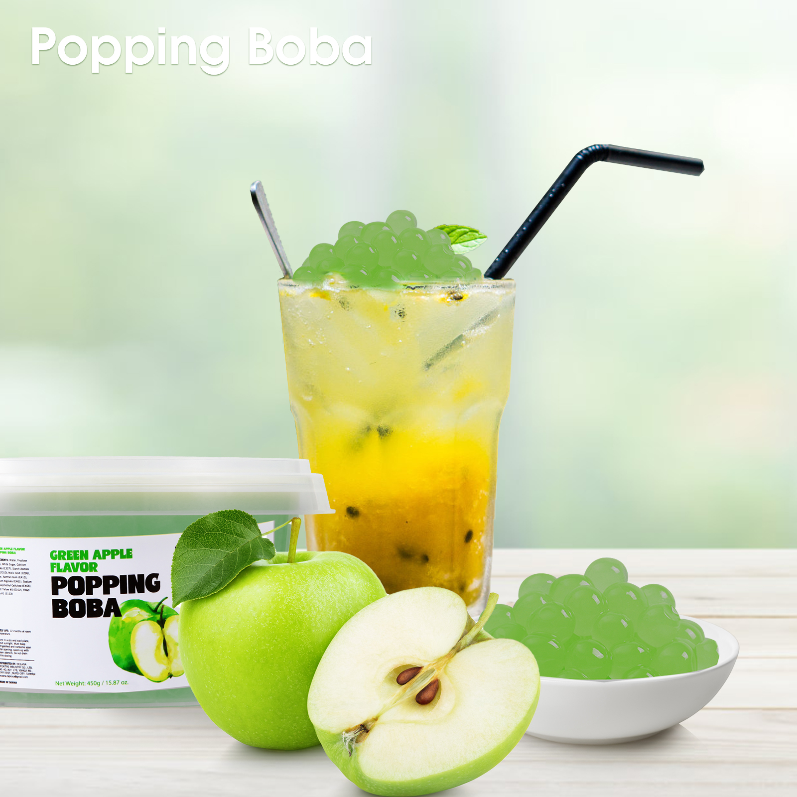 Green Apple Popping Boba - Jiffy Boba Collagen Boba