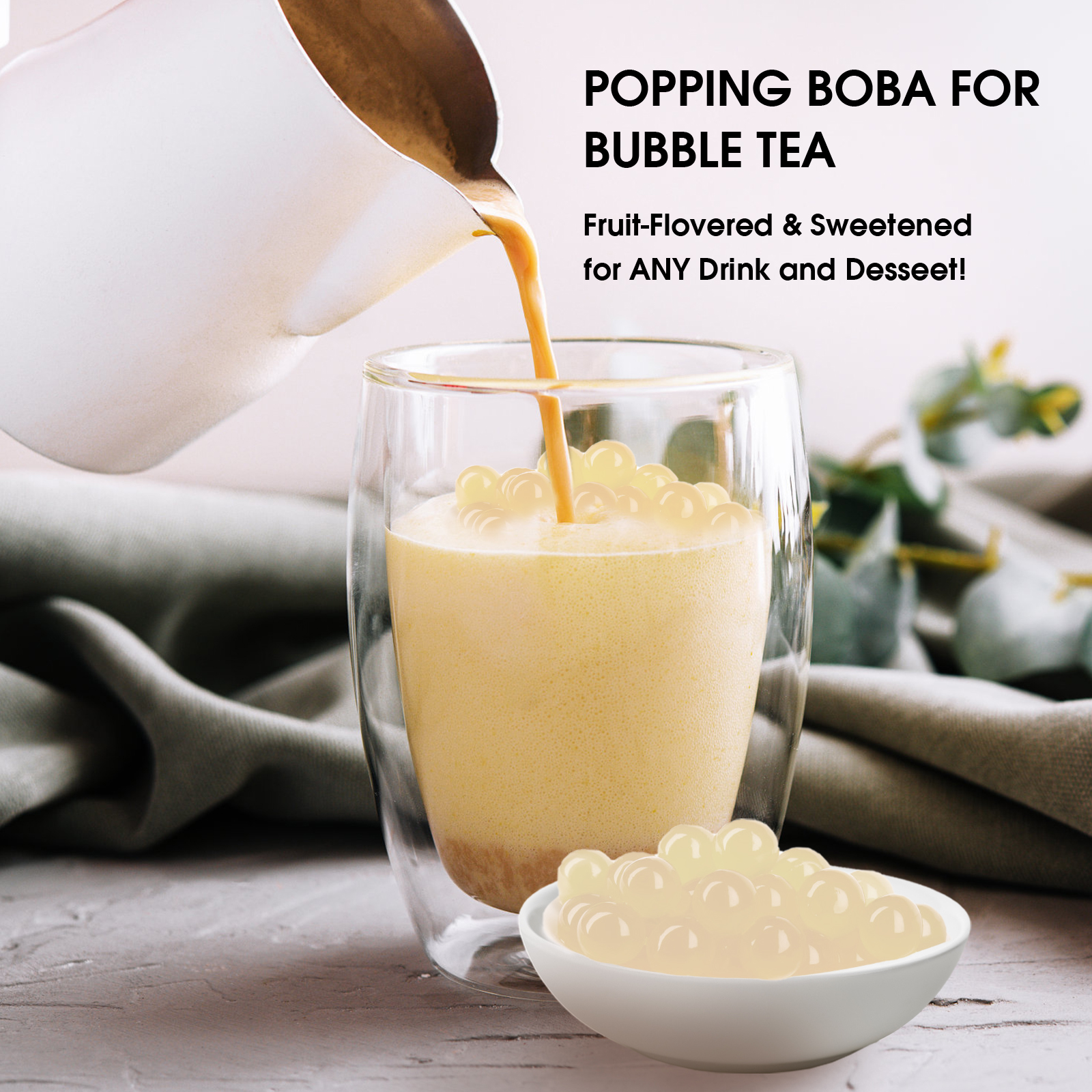 Lychee Popping Boba - Jiffy Boba Collagen Boba