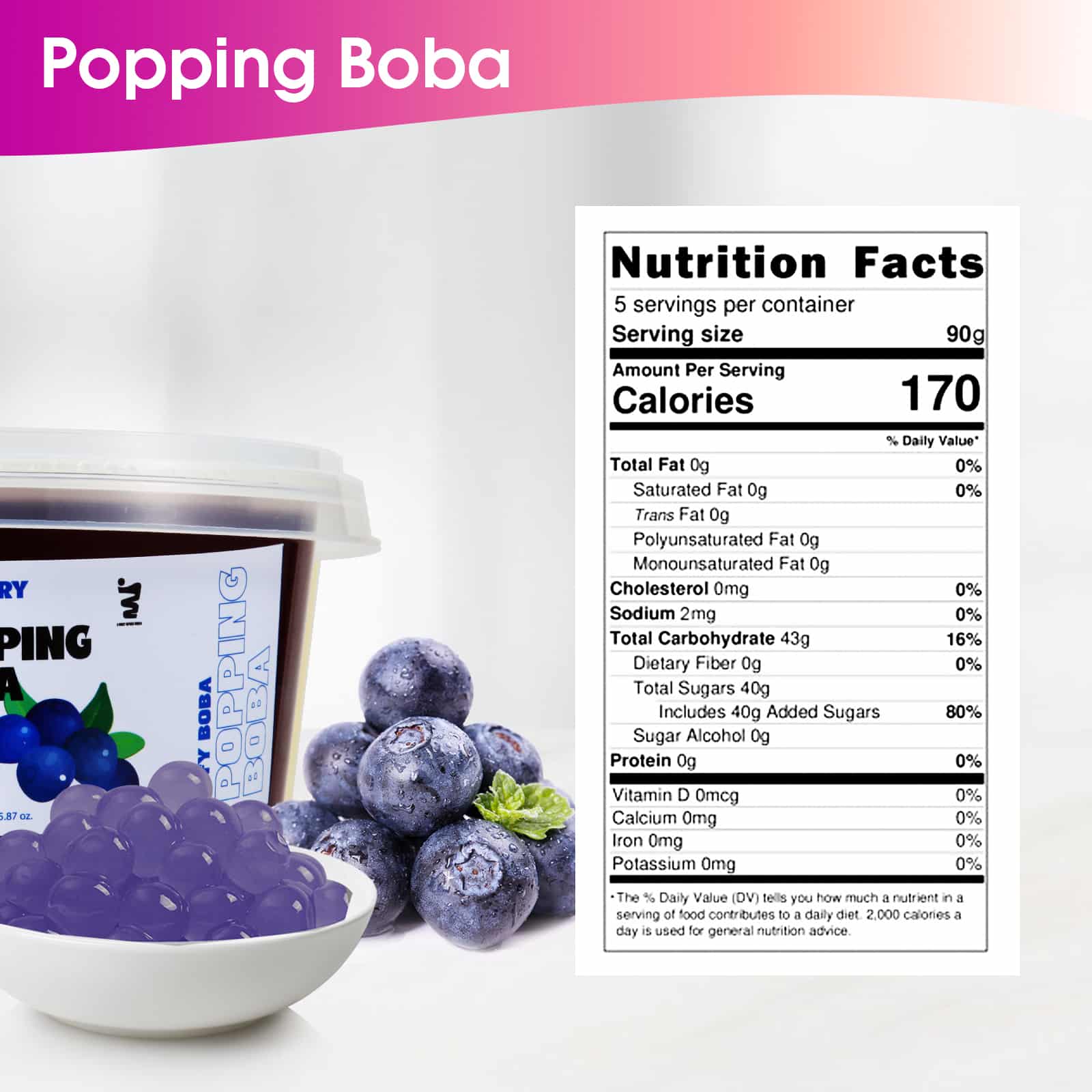 Blueberry Popping Boba - Jiffy Boba Collagen Boba